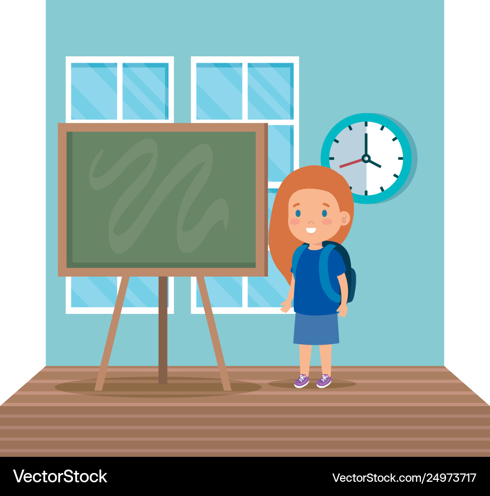 Little girl student in classroom Royalty Free Vector Image