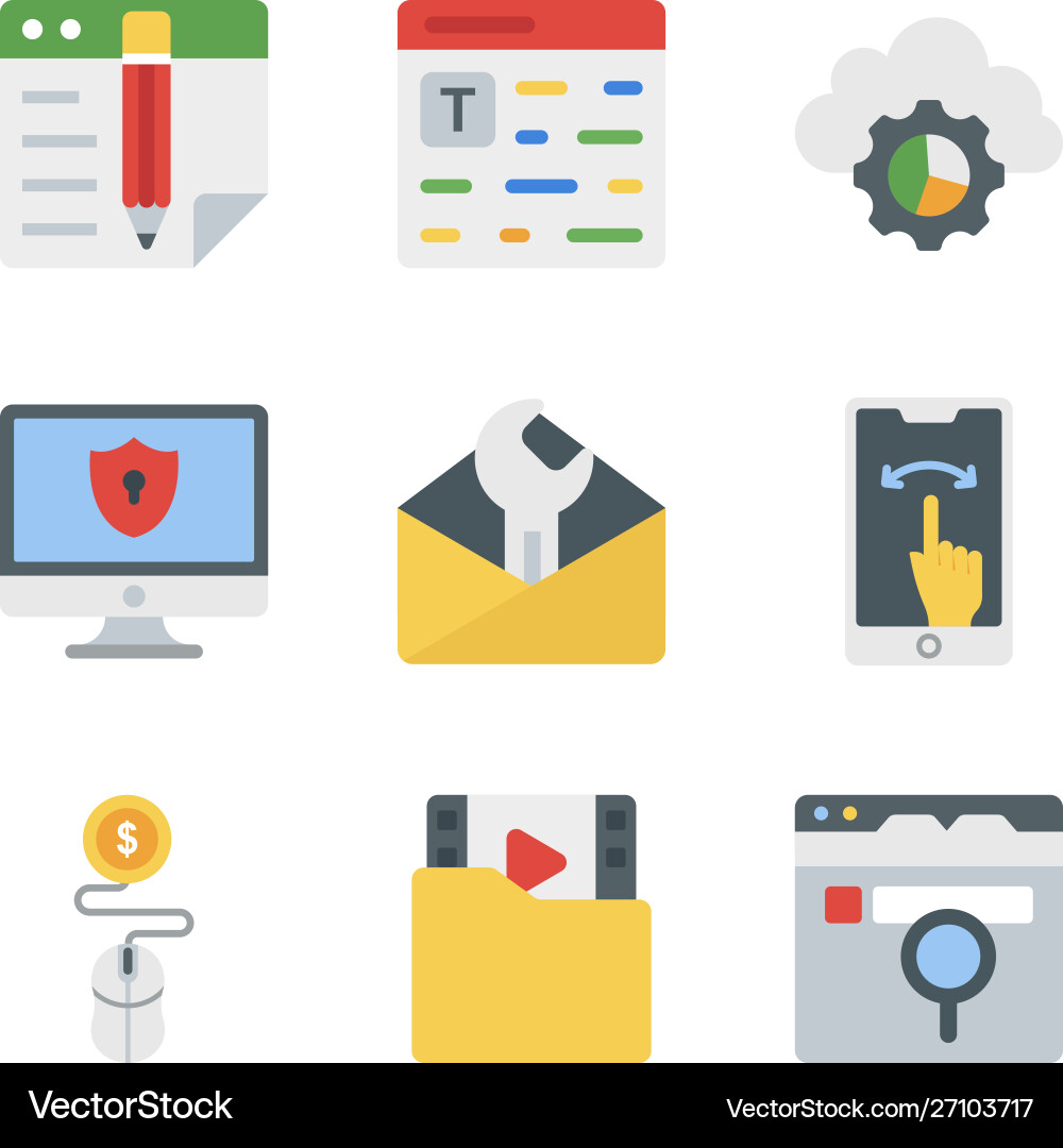Online business flat icons pack Royalty Free Vector Image