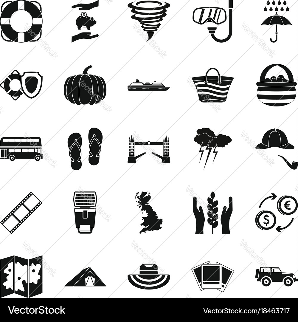 Protection against rain icons set simple style Vector Image