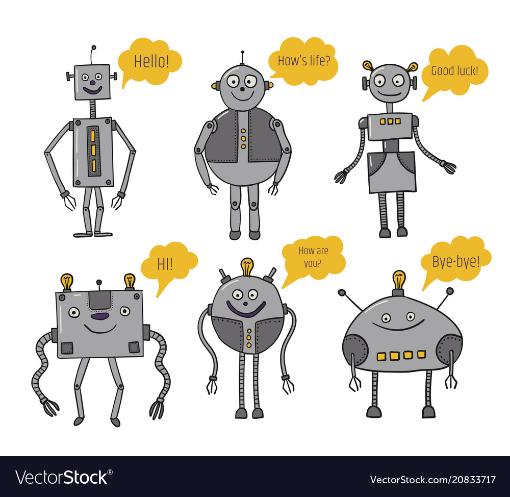 Robots set bots say artificial intelligence Vector Image