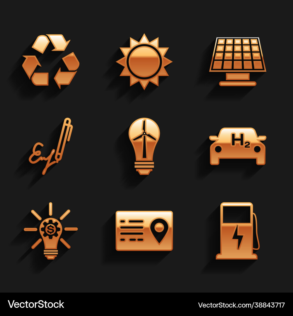 Set light bulb with wind turbine address book Vector Image