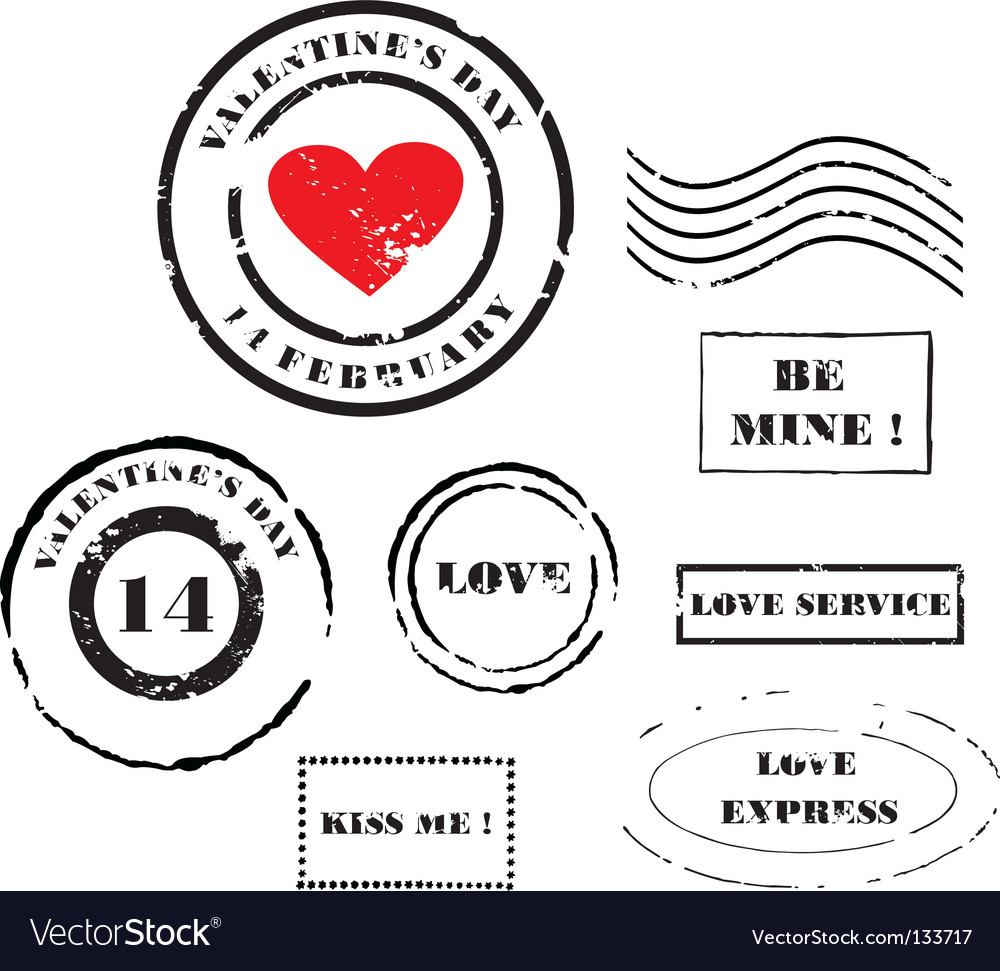 Valentines day post stamps Royalty Free Vector Image