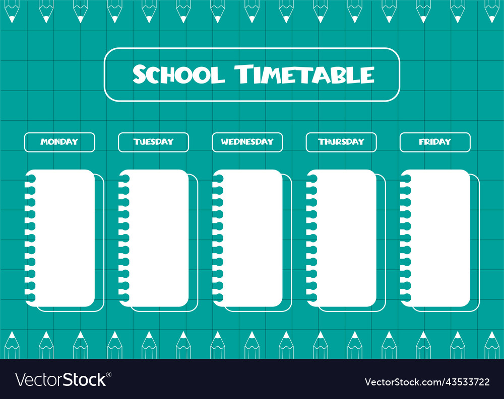 Back to school timetable template Royalty Free Vector Image