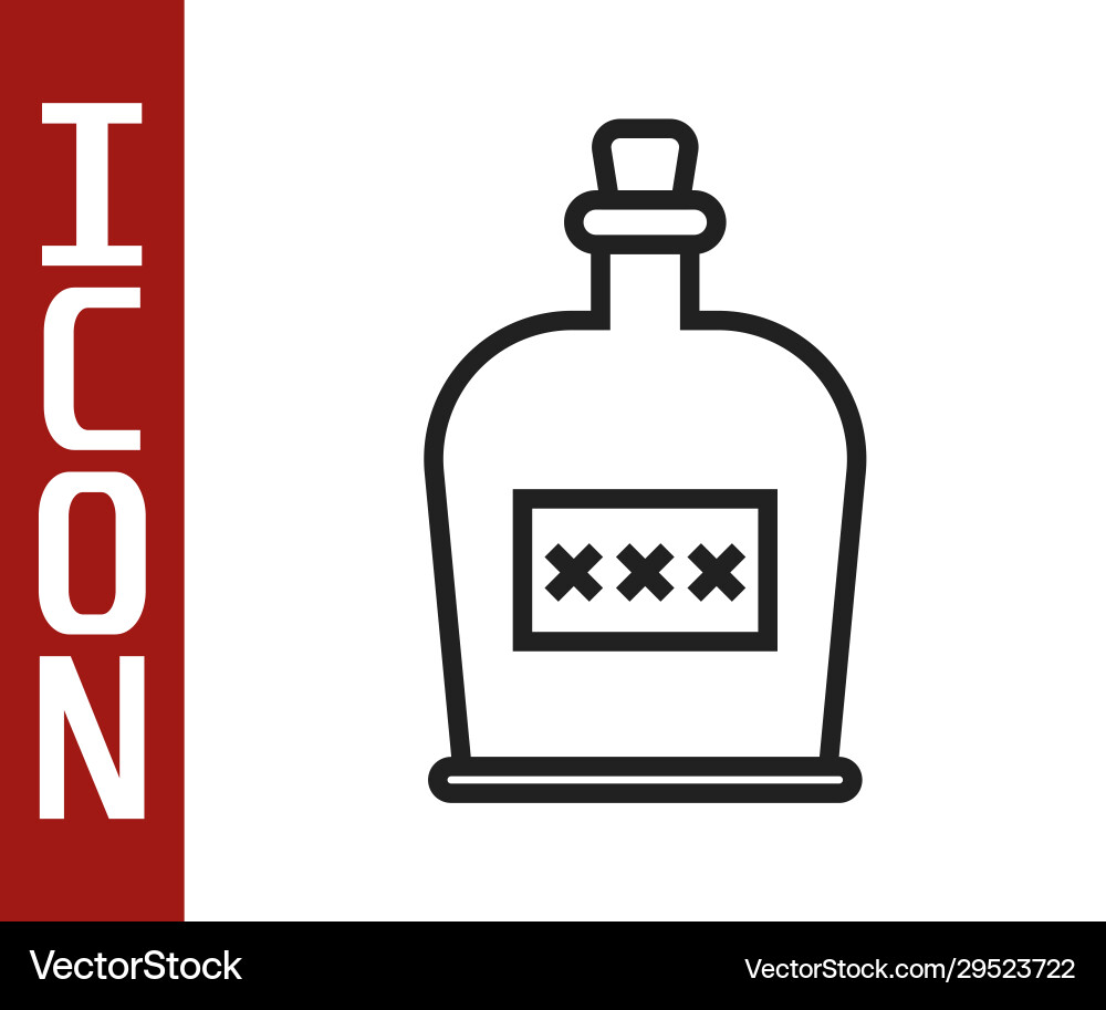 Black line alcohol drink rum bottle icon isolated Vector Image