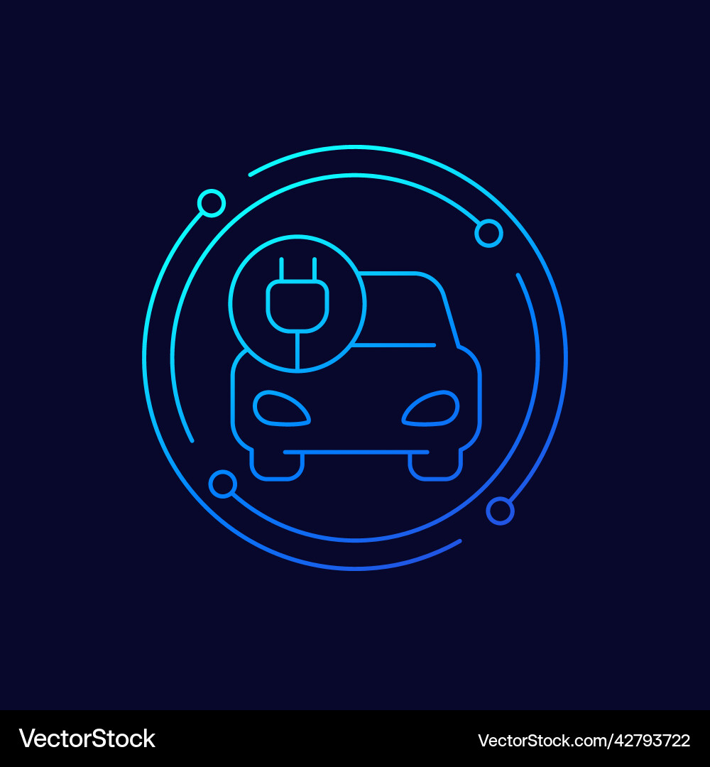 Car and electric plug line icon Royalty Free Vector Image