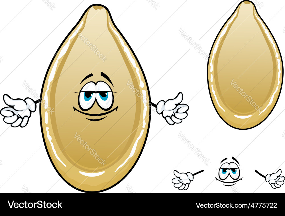 Cartoon yellow pumpkin seed character Royalty Free Vector