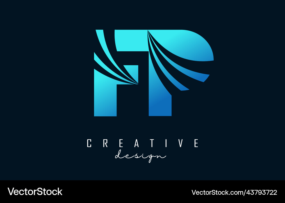 Creative blue letters fp f p logo with leading Vector Image