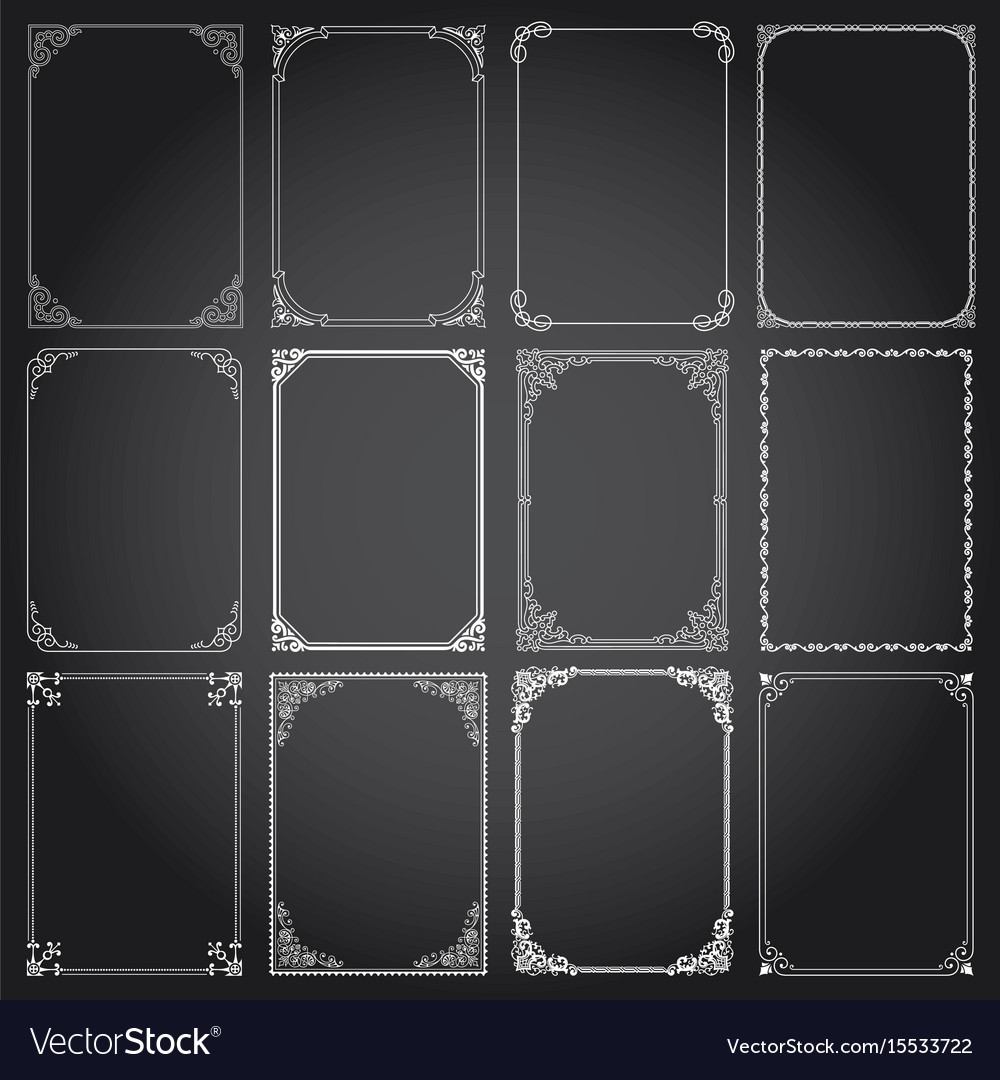 Decorative Rectangle Frames And Borders Set Vector Image
