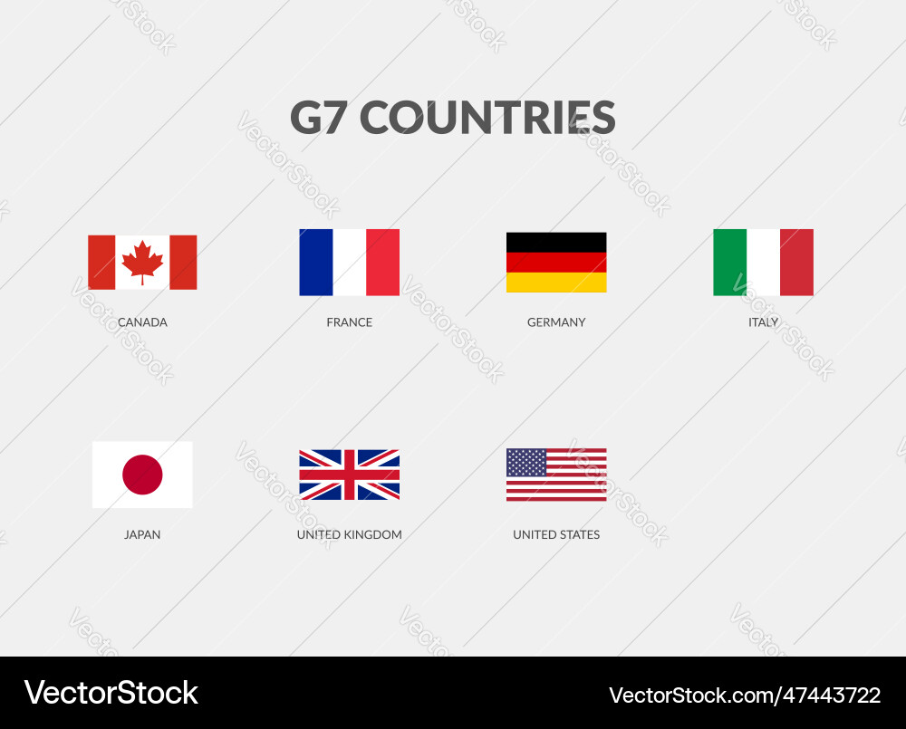G7 - group of seven countries rectangle flag icon Vector Image