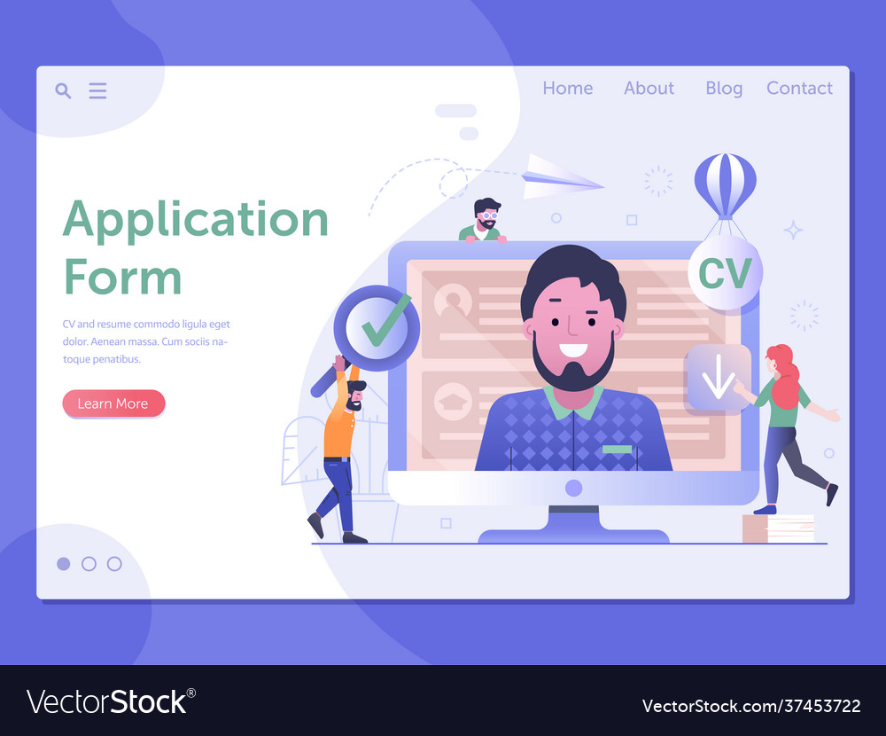 Job application form web page landing template Vector Image
