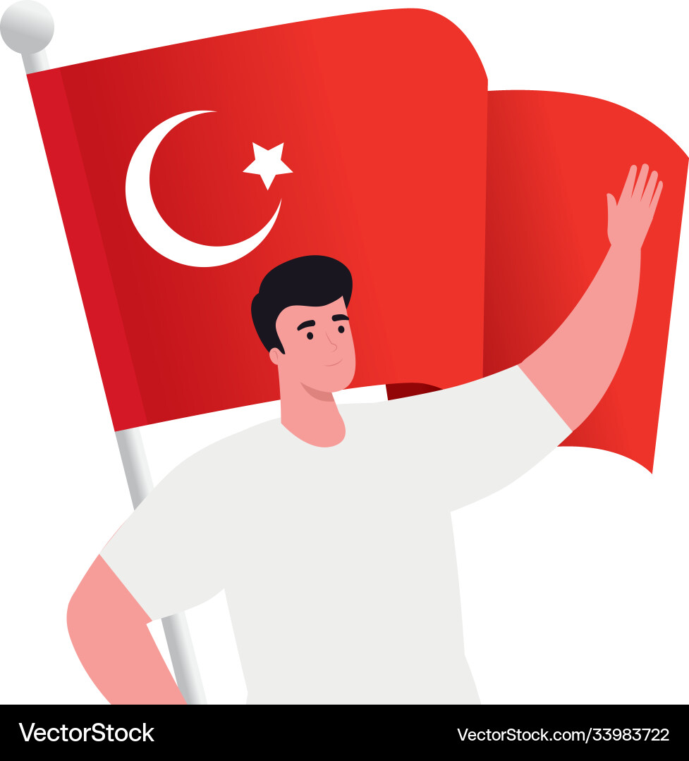 Man cartoon with turkish flag design Royalty Free Vector