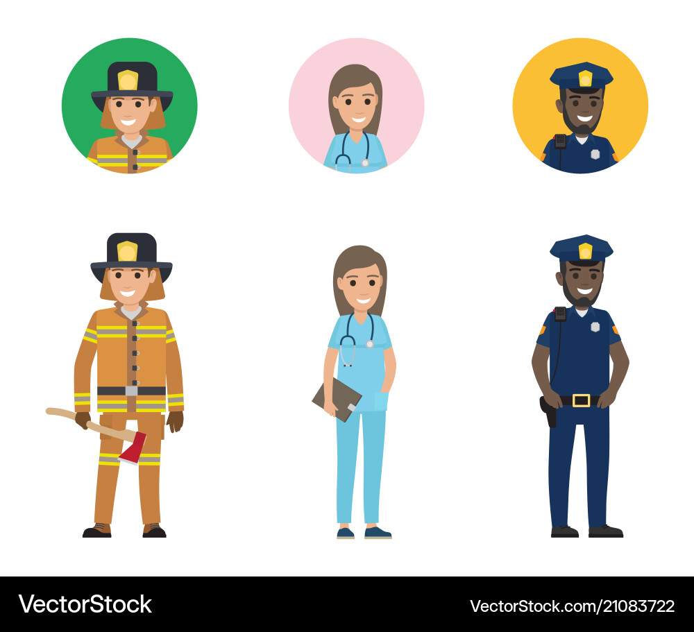 Professions people cartoon characters icons set Vector Image