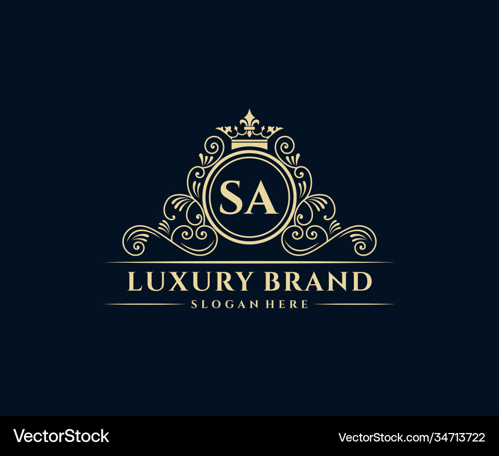 Sa initial letter gold calligraphic feminine Vector Image