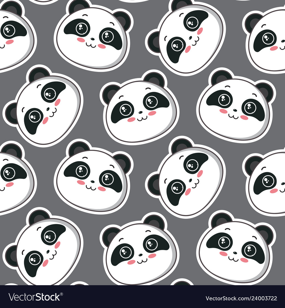 Seamless pattern with cute panda faces Royalty Free Vector