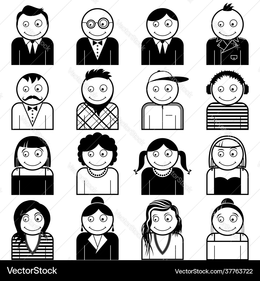 Set pictograms with people faces avatars Vector Image