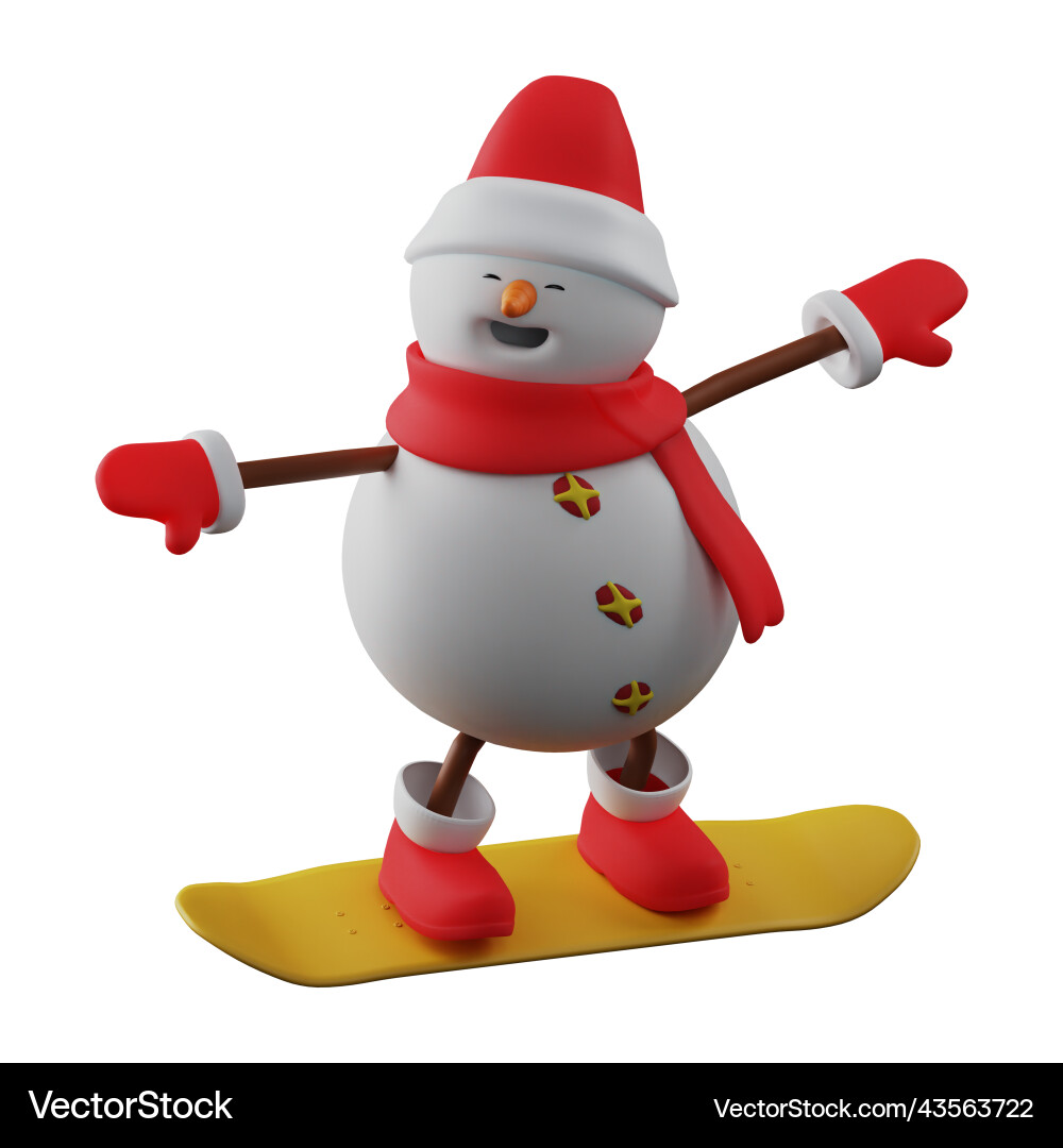 Talented 3d snowman cartoon character standing Vector Image