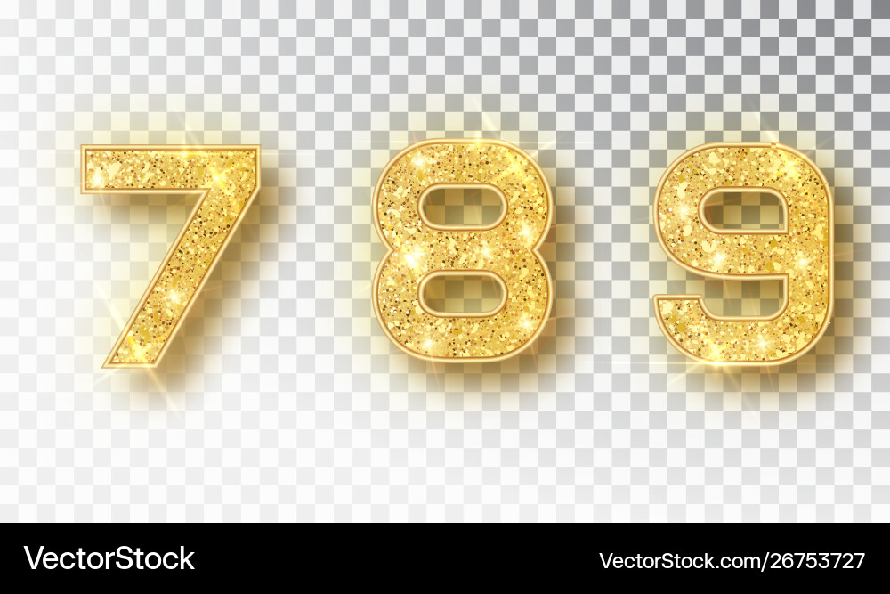 789 glitter typography design gold sparkling Vector Image