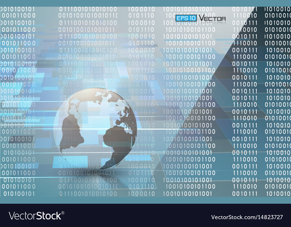 Abstract binary code and world Royalty Free Vector Image