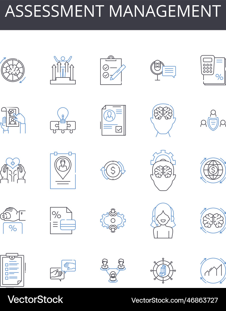 Bewertungsmanagement-Zeilen-Icons Sammlungsrisiko Vektorbild
