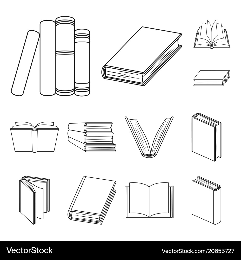 Book in the binding outline icons set Royalty Free Vector