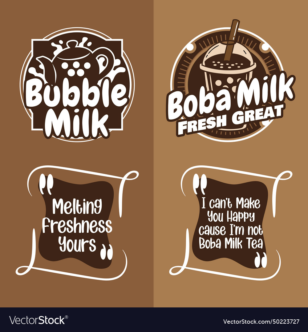 Bubble milk boba logo design Royalty Free Vector Image