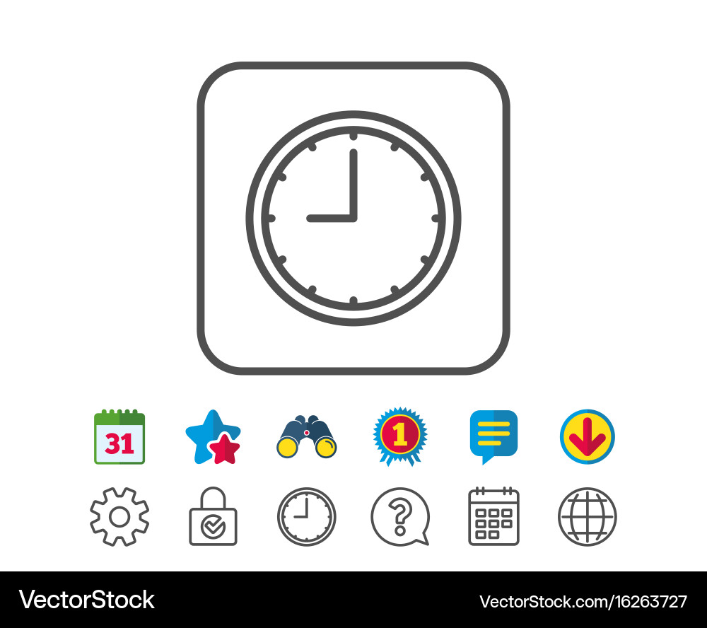 Clock line icon time or watch sign Royalty Free Vector Image