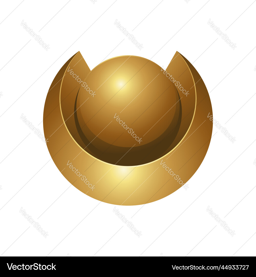 Golden shiny round abstract shape on a white Vector Image