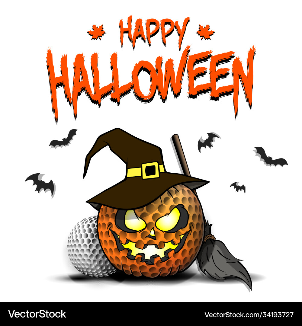 Happy halloween golf ball pumpkin Royalty Free Vector Image