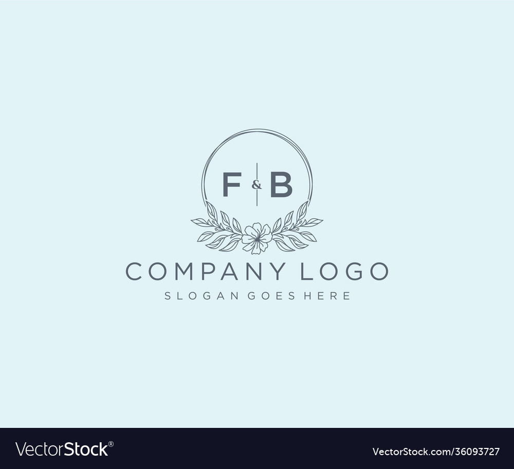 Initial fb letters floral frames unique Royalty Free Vector