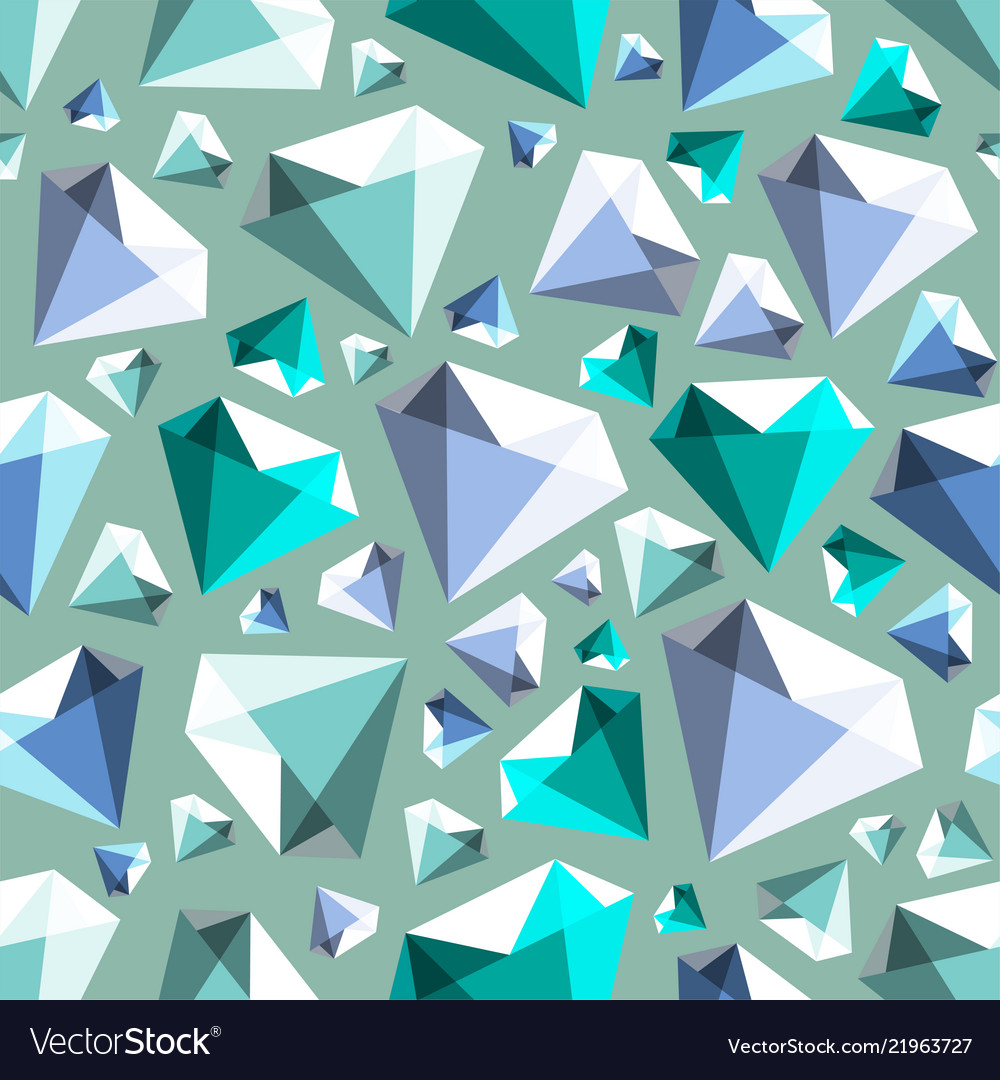 Low poly gem diamond seamless pattern Royalty Free Vector