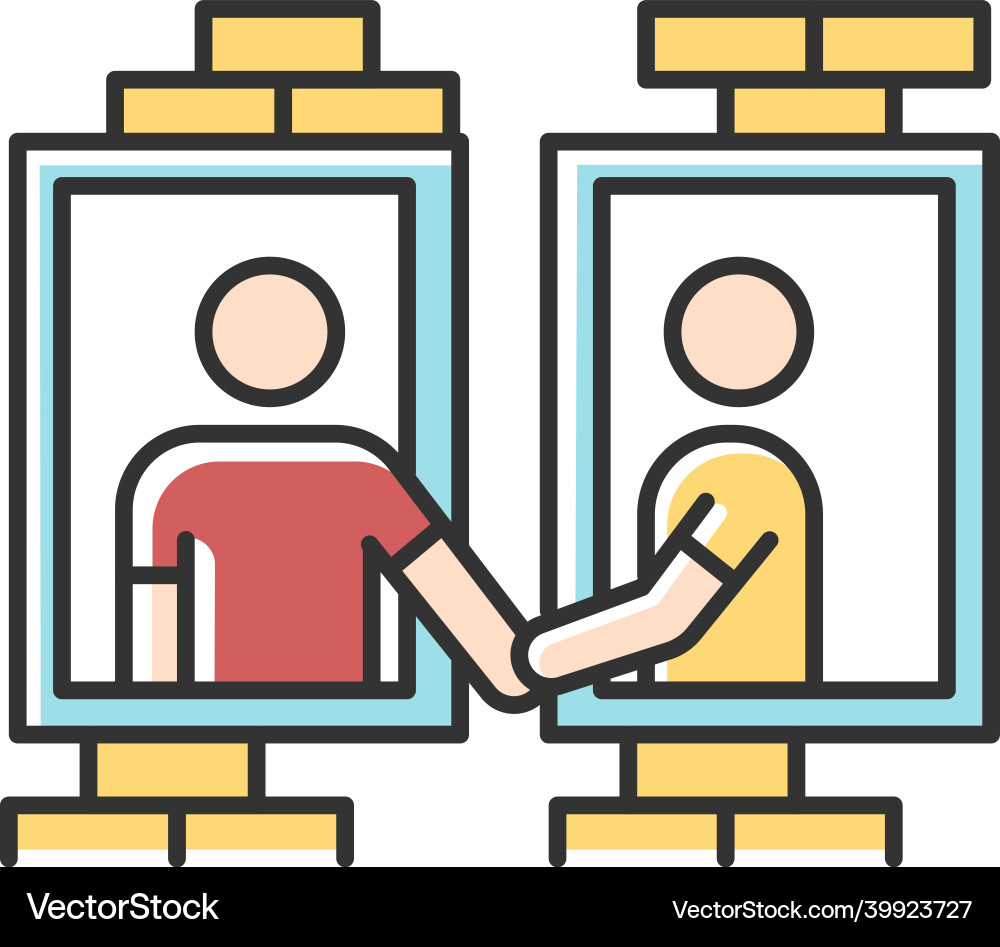 Neighbors in window frames rgb color icon Vector Image