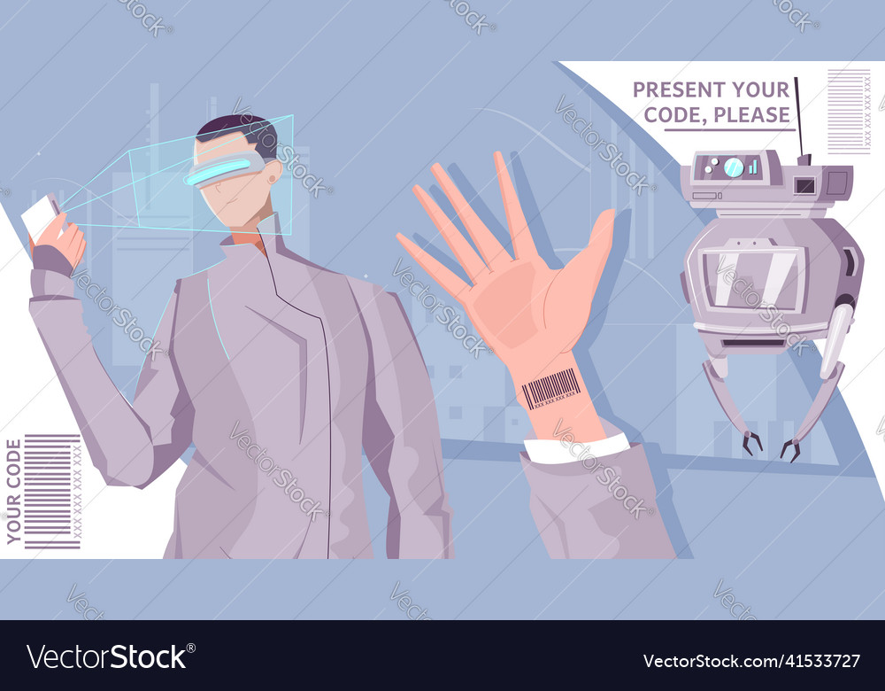 People barcode flat composition Royalty Free Vector Image