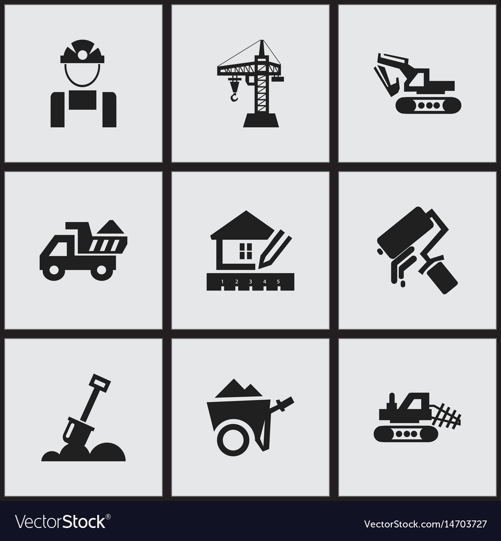 Set of 9 editable structure icons includes Vector Image