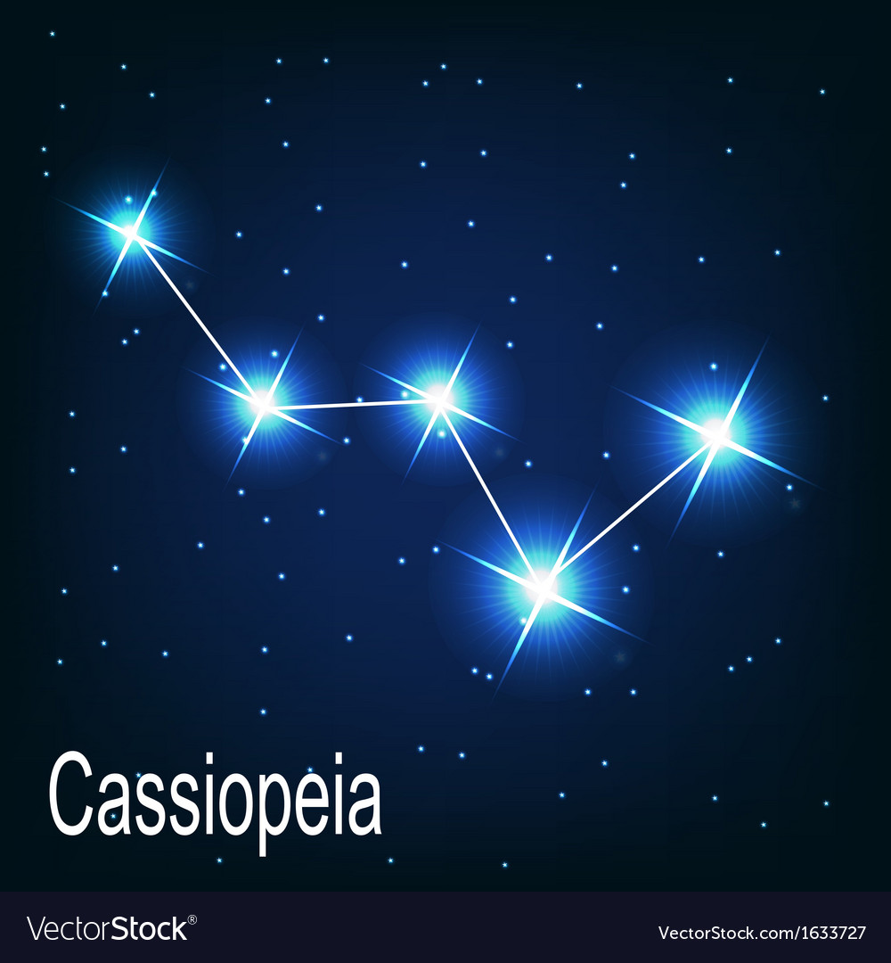 The Constellation Cassiopeia Star In Night Sky Vector Image