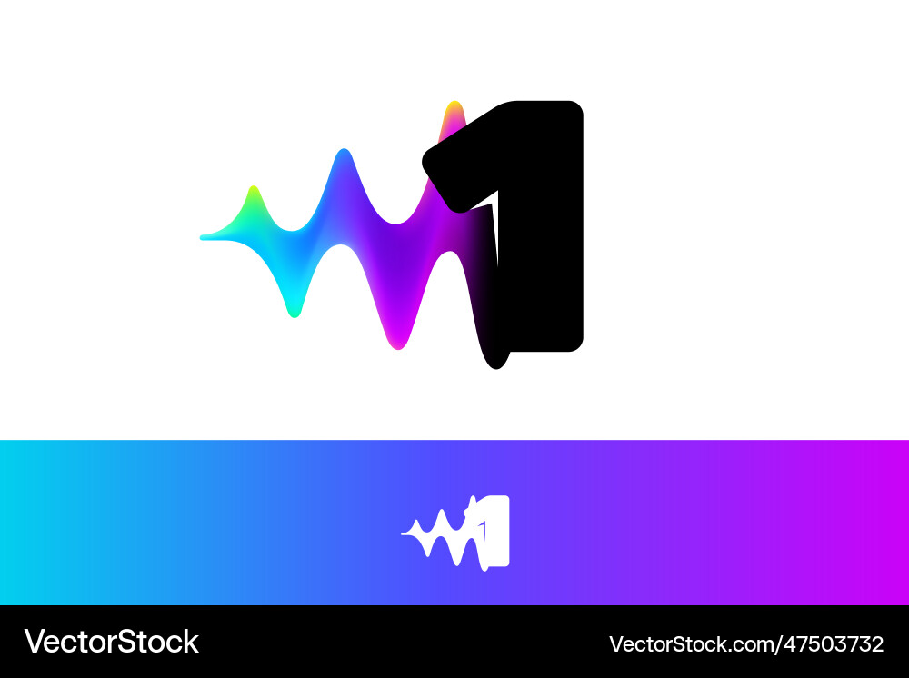 1 logo number one with sound wave flow vibrant Vector Image