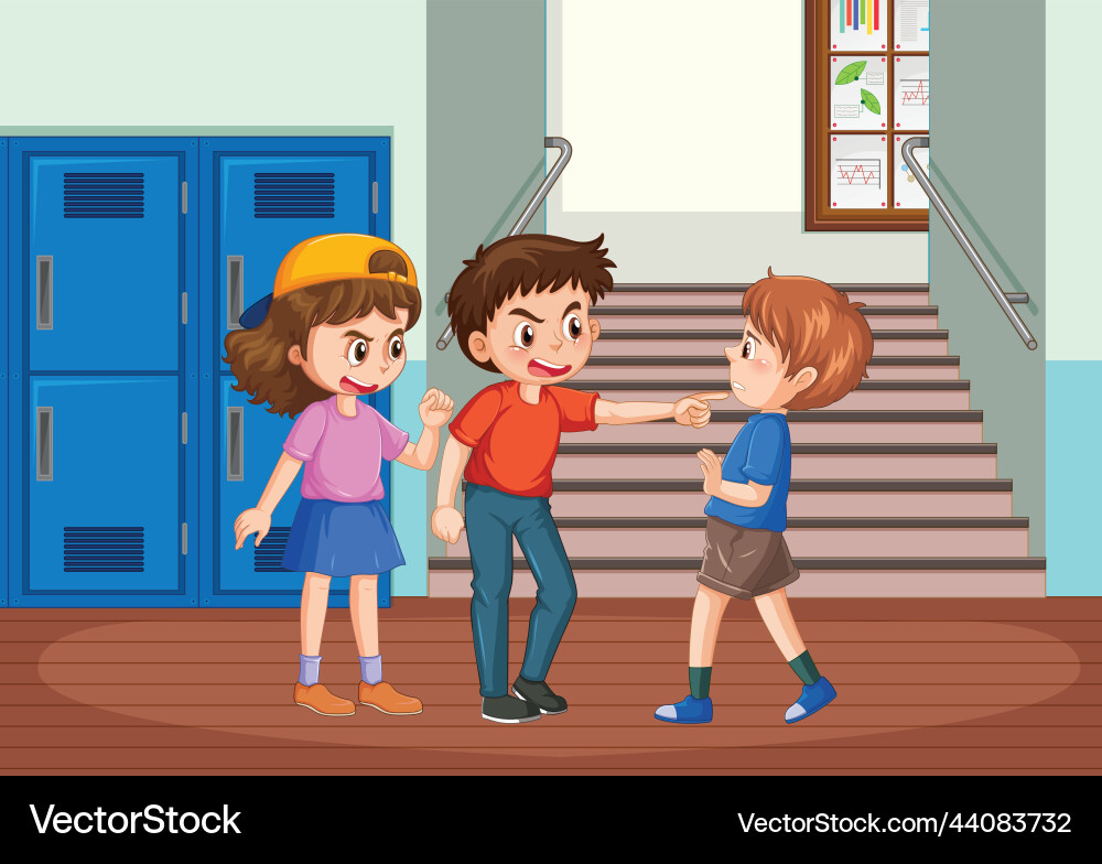 Bullying kids school scene Royalty Free Vector Image