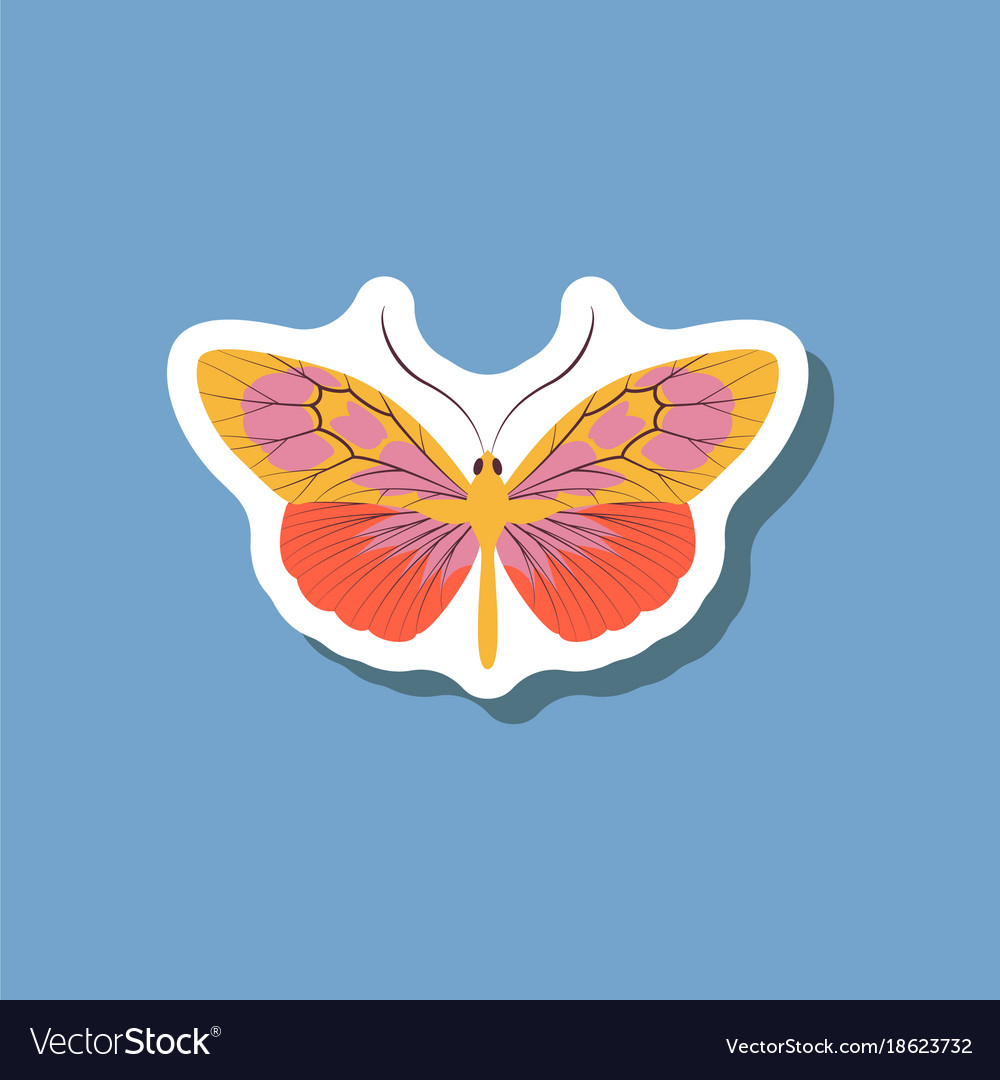 Butterfly Paper Sticker On Stylish Background Vector Image
