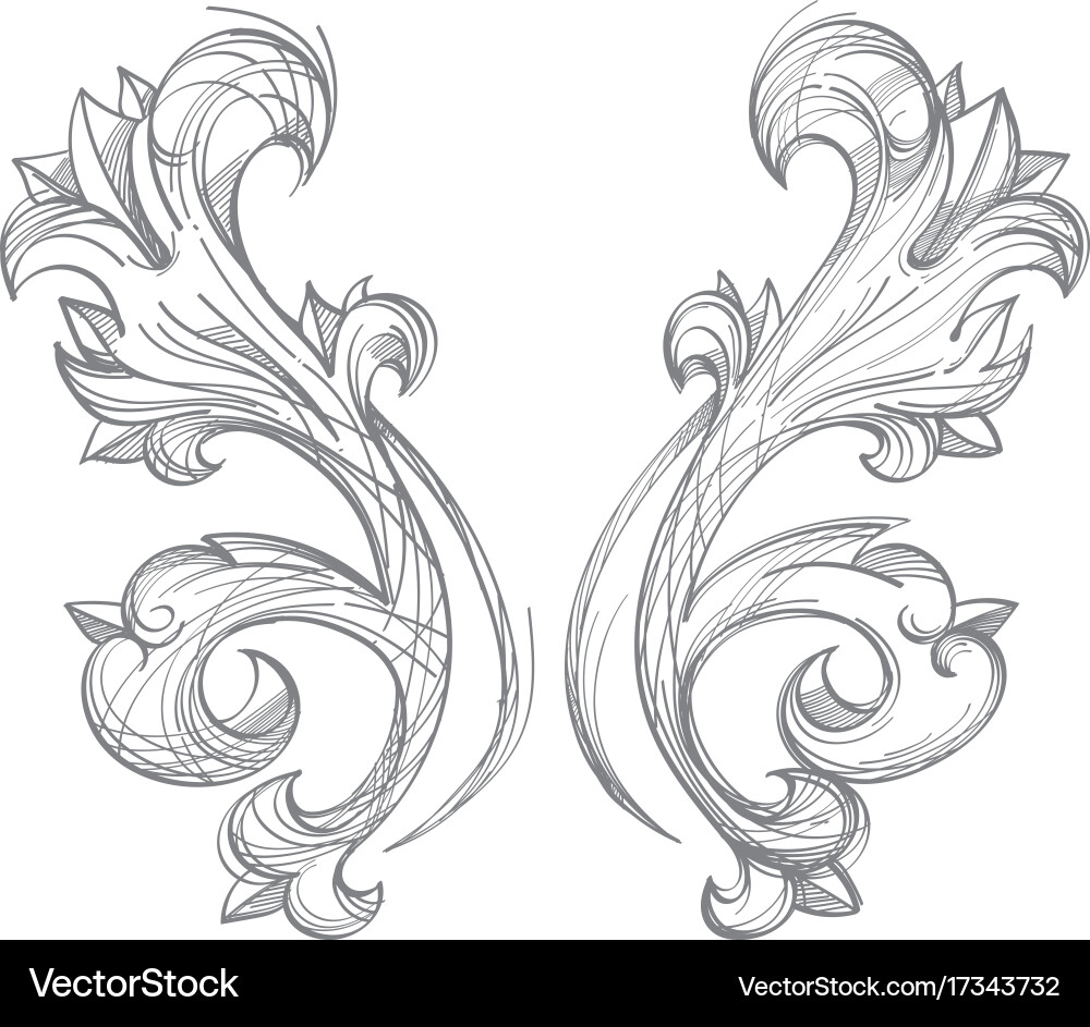 Decorative floral element in the baroque style Vector Image