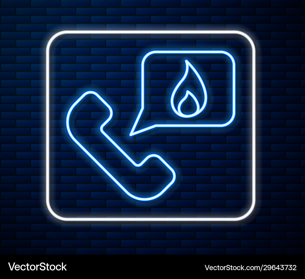Glowing neon line telephone with emergency call Vector Image