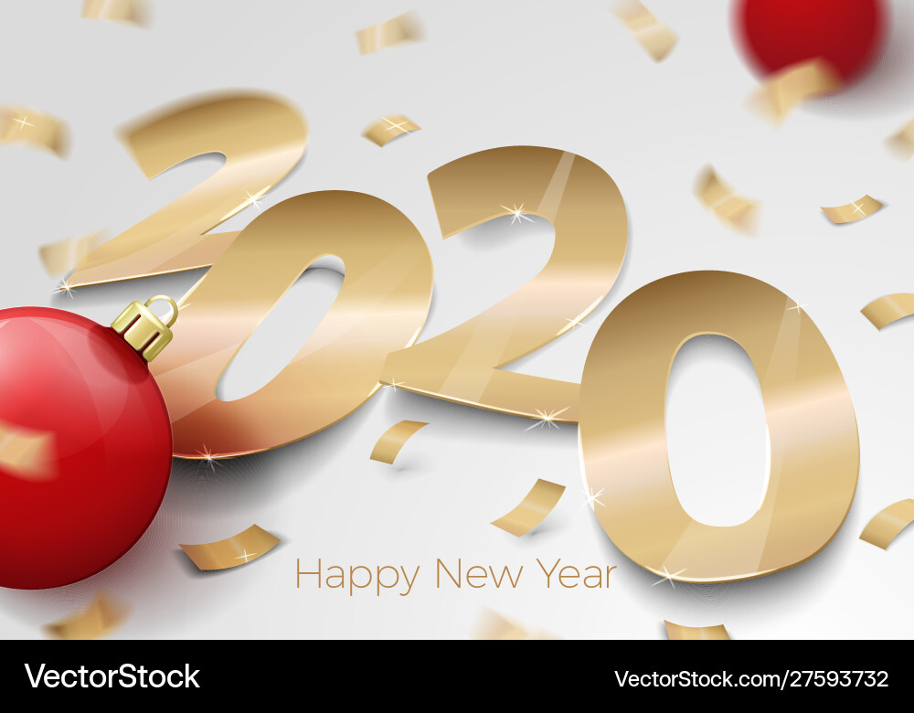 Gold foil paper number 2020 on surface Royalty Free Vector