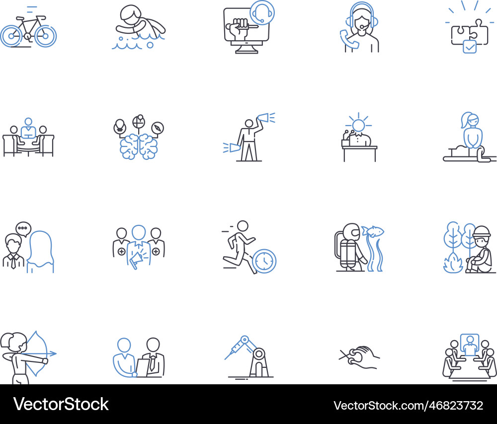 Rock climbing line icons collection bouldering Vector Image