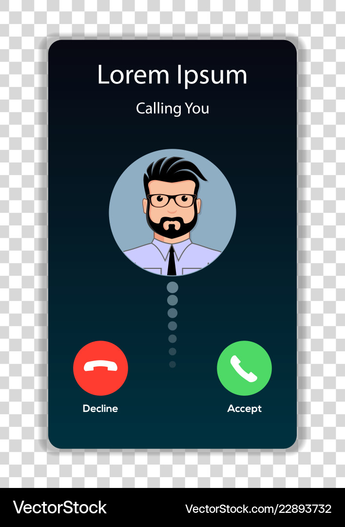 Screen of smartphone with incoming call Royalty Free Vector