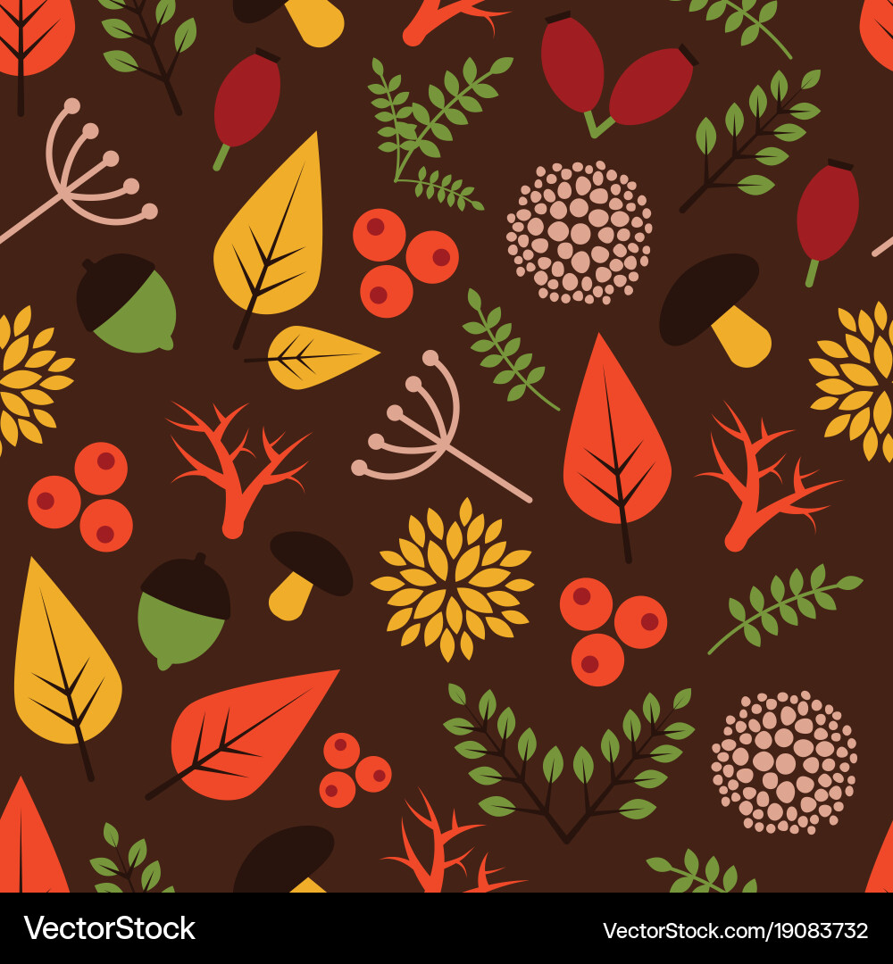 Seamless pattern with autumn theme Royalty Free Vector Image