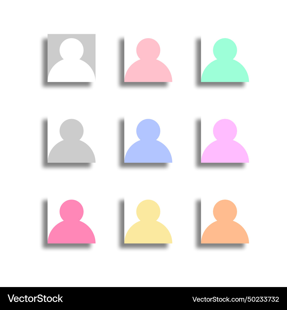 Simple default avatar of various colors Royalty Free Vector