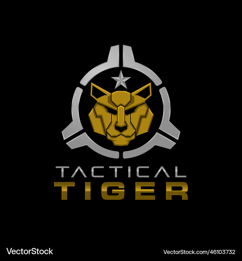 Tiger logo head tactical military logo Royalty Free Vector