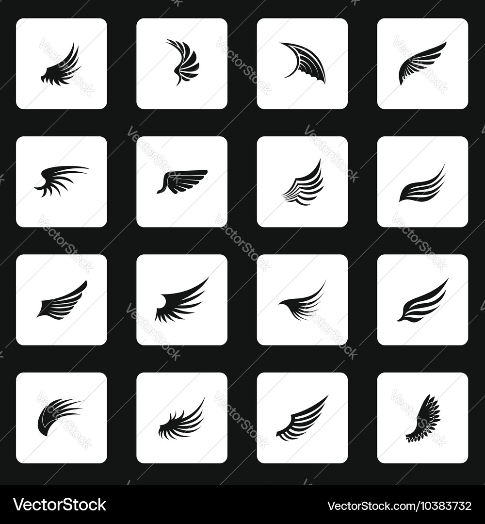 Wing icons set simple style Royalty Free Vector Image