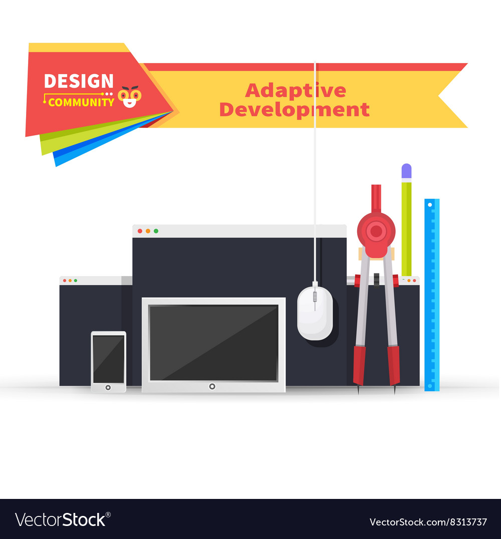 Adaptive Development Tablet and Paint Tools Vector Image