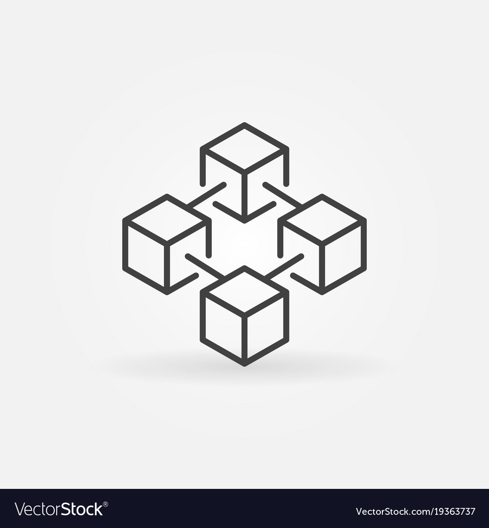 Blockchain Concept Icon In Thin Line Style Vector Image