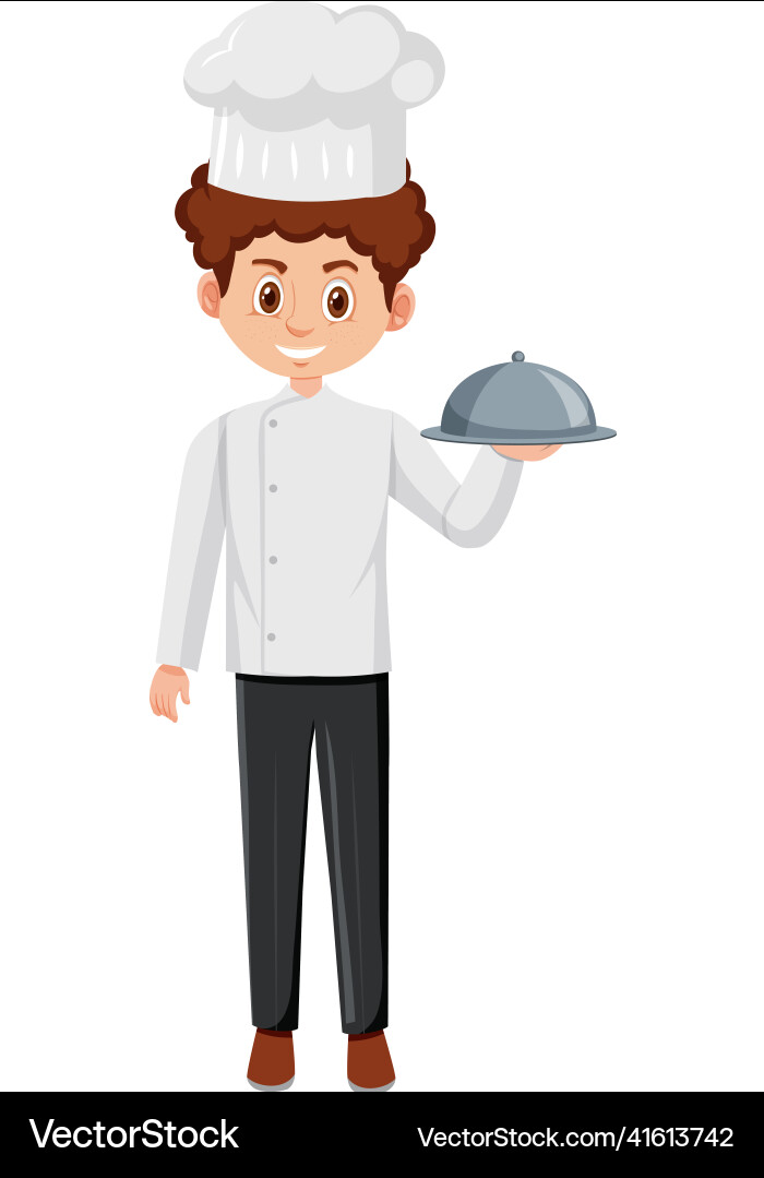 A professional chef holding food Royalty Free Vector Image