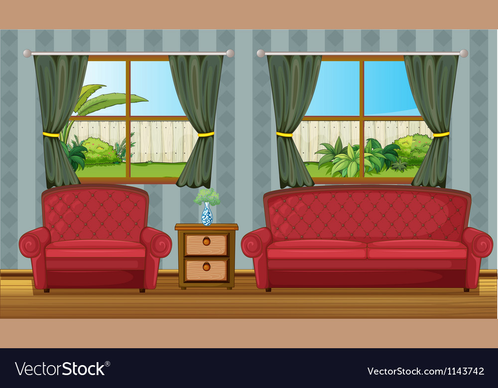 A sofaset and side table Royalty Free Vector Image